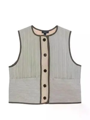 Soeur Quilted Contrast-trim Gilet - Grey