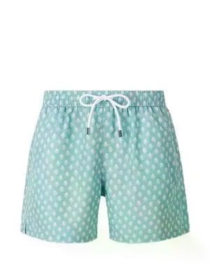 Fedeli Octopus-print Drawstring Swim Shorts - Blue