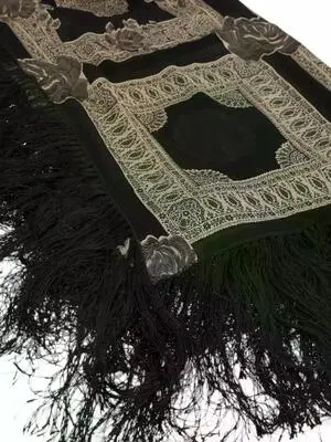 Vintage Floral-print Fringed Scarf - Black