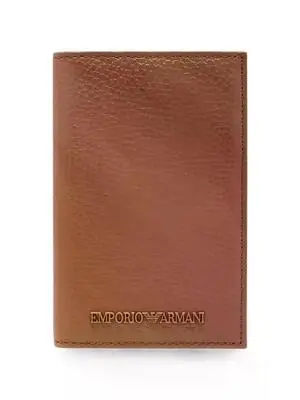 Emporio Armani Tumbled-leather Bi-fold Card Holder - Brown