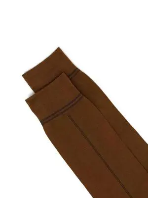 Zegna Ribbed Cuff Calf-length Socks - Brown