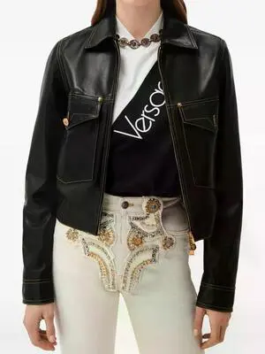 Versace Nappa Leather Blouson Jacket With Medusa Hardware