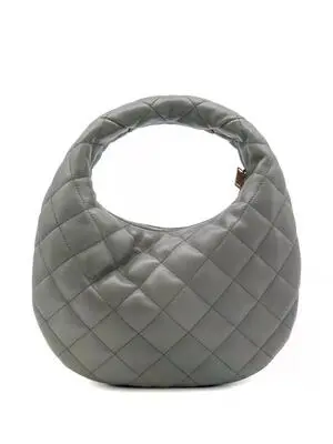 Saint Laurent Quilted Logo Appliqué Tote Bag - Grey
