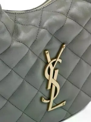 Saint Laurent Quilted Logo Appliqué Tote Bag - Grey