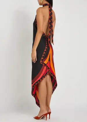 Emilio Pucci Printed Halterneck Silk-twill Midi Dress - Orange