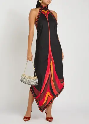 Emilio Pucci Printed Halterneck Silk-twill Midi Dress - Orange