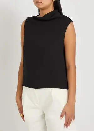 Vince Asymmetrical Draped Neck Crepe Top
