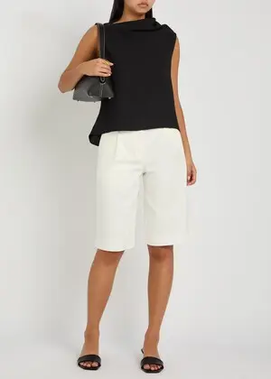 Vince Asymmetrical Draped Neck Crepe Top