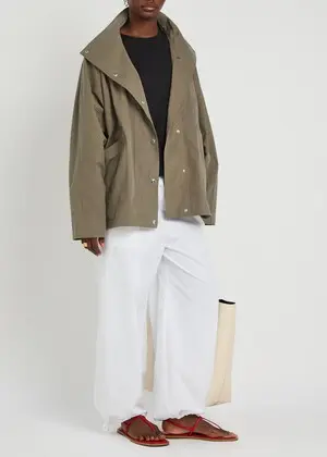 TOTEME Funnel-neck Cotton-blend Poplin Jacket - Grey