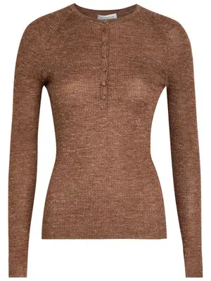 Gabriela Hearst Ribbed Henley Knit Top