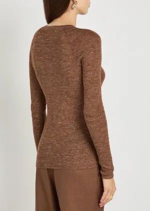 Gabriela Hearst Ribbed Henley Knit Top