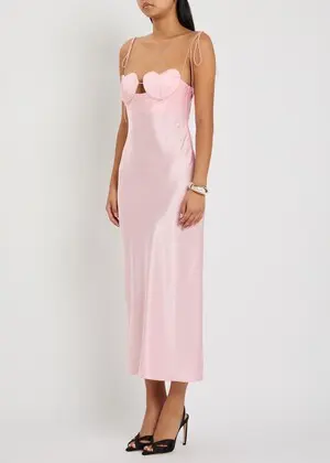 Anna October Heart Satin Midi Dress