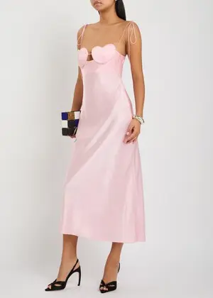 Anna October Heart Satin Midi Dress