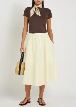 Vince Cotton-poplin A-line Midi Skirt