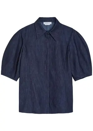 Gabriela Hearst Sansi Cotton And Linen-blend Top - Denim