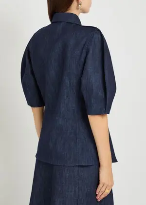 Gabriela Hearst Sansi Cotton And Linen-blend Top - Denim