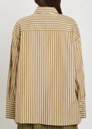 3.1 Phillip Lim Pinstriped Asymmetric Cotton-poplin Shirt - Khaki