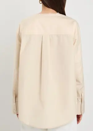 3.1 Phillip Lim Panelled Cotton-poplin Shirt With Frayed Round Neck