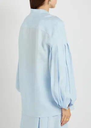 Gabriela Hearst Laetitia Pleated Linen Shirt