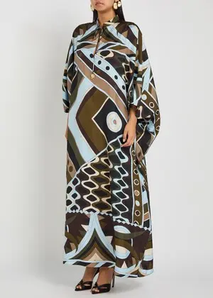 Emilio Pucci Printed Silk-twill Maxi Kaftan Dress
