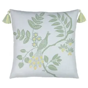 Elaine Smith Plume Jacquard Indoor & Outdoor Woven Accent Pillow With Tassels - Spring
