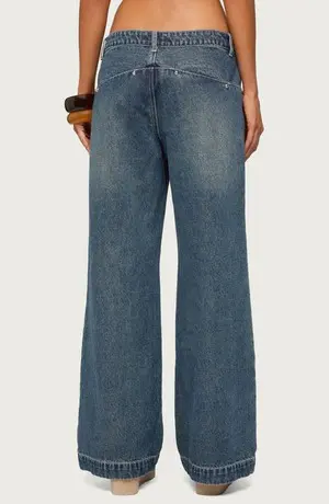 EDIKTED Wyn Studded Low Rise Baggy Wide Leg Jeans