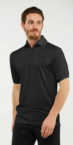 MIO MARINO Lightweight Performance Stretch Golf Polo Shirt - Black