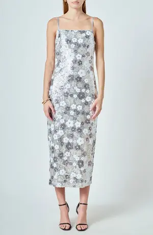 Endless Rose Sequin Sleeveless Maxi Dress - Silver