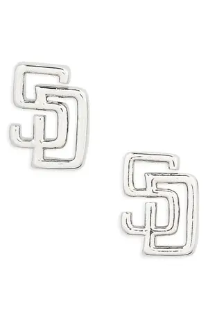 LUV AJ Mlb Logo Stud Earrings - Silver