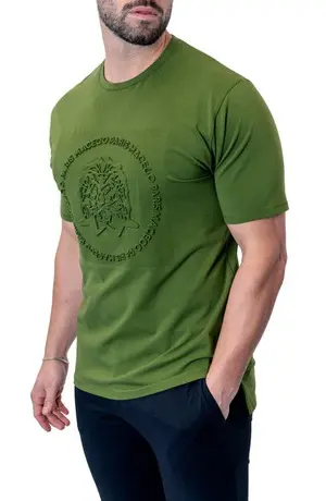 MACEOO Stamped Logo Stretch Cotton T-shirt
