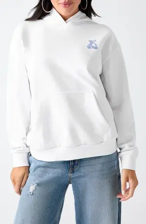Guess Crystal Embellished Bear Graphic Hoodie - White Multi