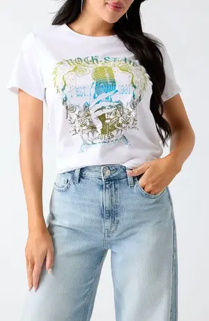Guess Rock Star Graphic T-shirt - White