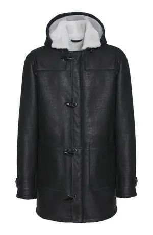 Gorski Genuine Shearling Parka - Black Pattern/white