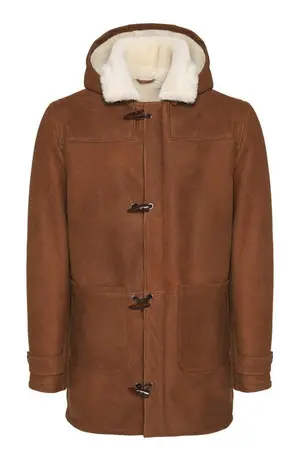 Gorski Genuine Shearling Parka - Cognac Pattern/white