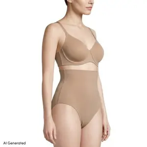 LANDS' END High Waist Brief Contour Flex Bottoms 2 Pack - Clay Bisque