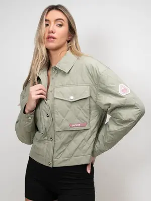 JACK1T Eden Quilted Shirt Jacket - Sage