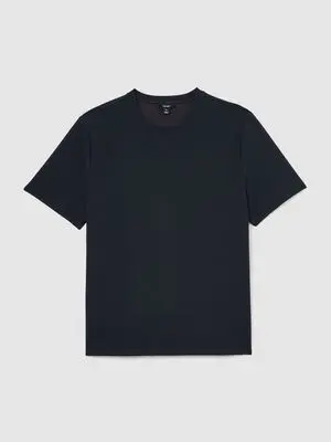 REISS Cole Textured Modern-fit Crew-neck T-shirt - Navy