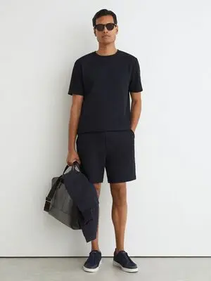 REISS Cole Textured Modern-fit Crew-neck T-shirt - Navy