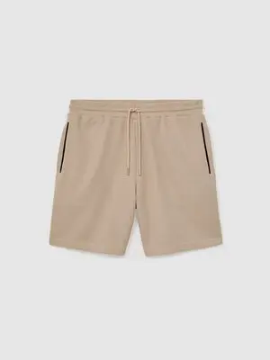 REISS Textured Drawstring Shorts - Stone