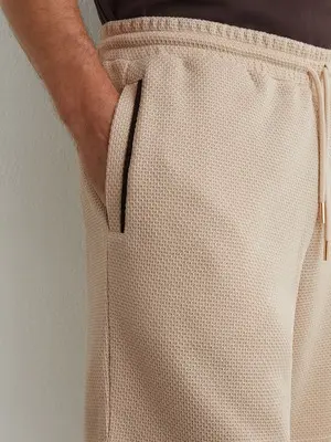 REISS Textured Drawstring Shorts - Stone