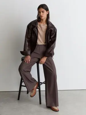 REISS Kallie Leather And Suede Penny Loafers