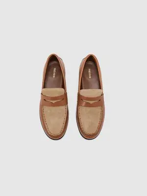 REISS Kallie Leather And Suede Penny Loafers