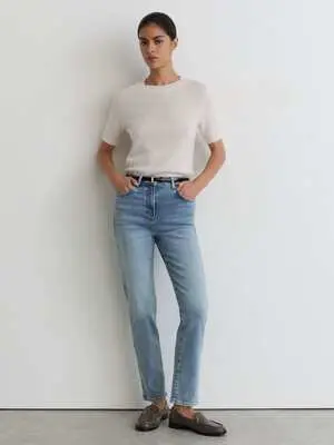 REISS Isabel Petite Slim-leg Mid-rise Jeans - Light Blue