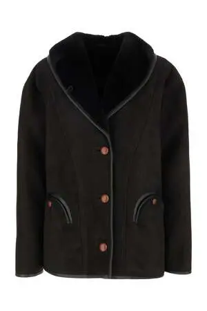 BLAZÉ MILANO BLAZÉ MILANO Black Suede Jacket With Fur Trim Multicolor