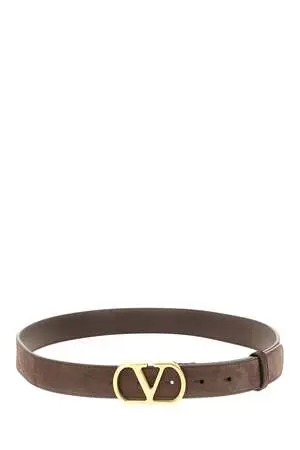 Valentino Garavani Leather Belt With Gold Tone Vlogo Buckle - Multicolor