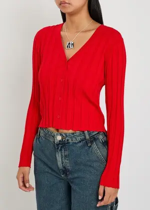 Staud Ezra Ribbed-knit Cardigan