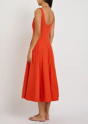 Staud Wells Stretch-cotton Midi Dress - Orange