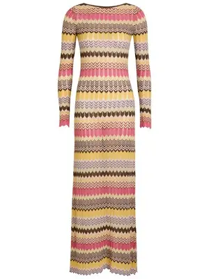 Faithfull The Brand Pedro Chevron Metallic-knit Maxi Dress - Stripe