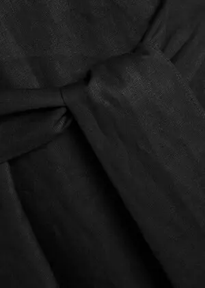 Another Tomorrow Belted Linen Midi Dress