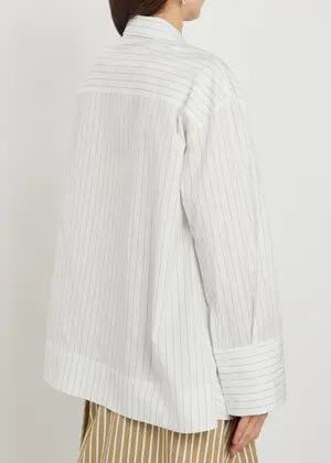 3.1 Phillip Lim Pinstriped Asymmetric Cotton-poplin Shirt - White